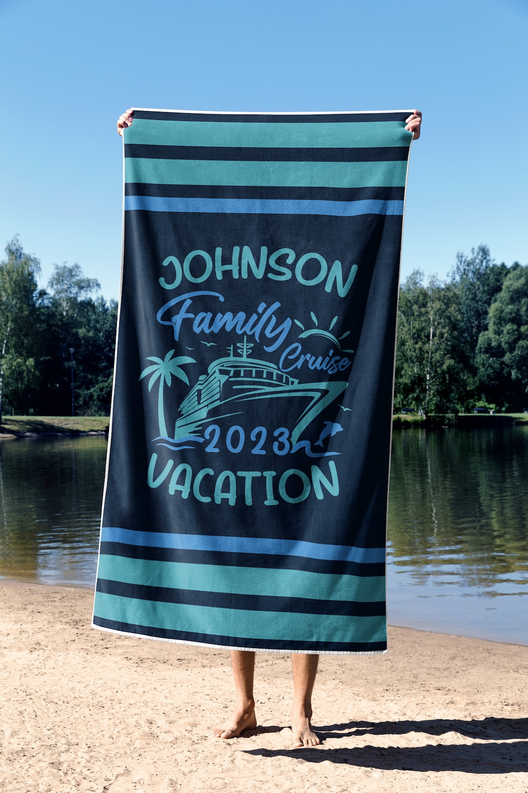 Personalized Family Vacation Beach Towel, Custom Name Beach Towel ...