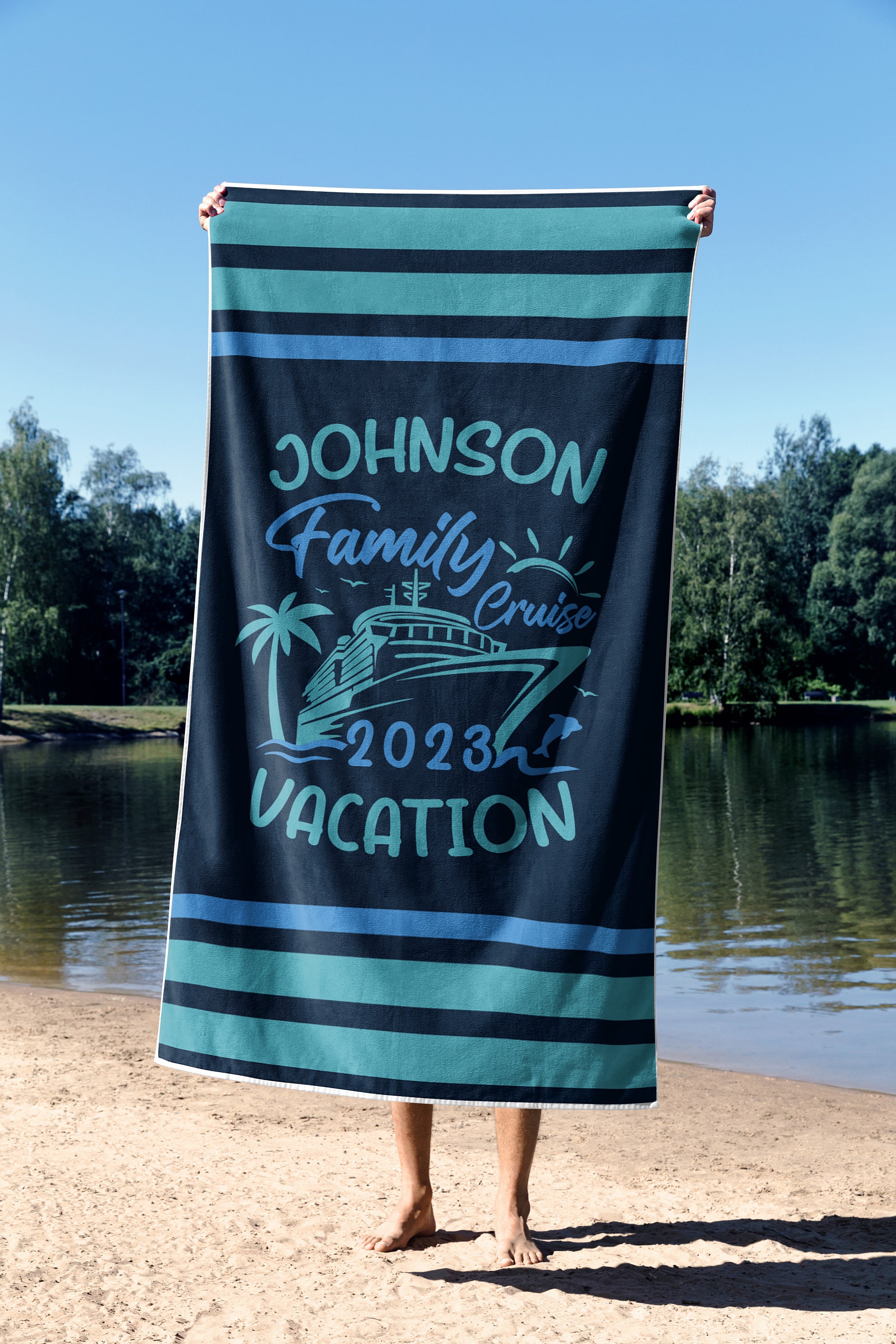 Personalized Family Vacation Beach Towel Custom Name Beach - Etsy