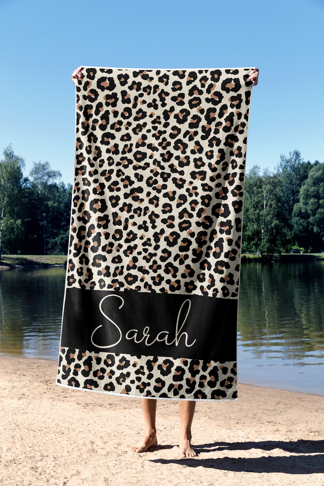 Personalized Leopard Beach Towel, Custom Leopard Beach Towel, Custom ...