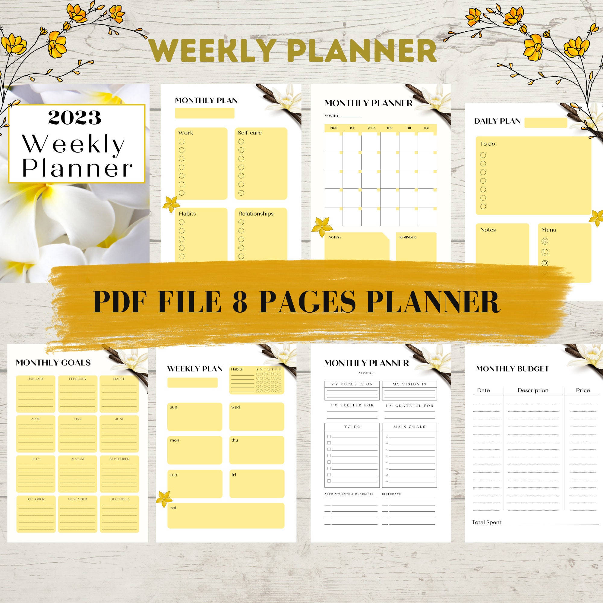 Weekly Planner, 2023 Weekly Planner, Monthly Planner, 2023 Weekly ...