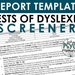 TOD-S Tests of Dyslexia SCREENER Report Template School Psych Special ...