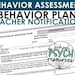 BIP Behavior Intervention Plan Teacher Notification Form Template ...