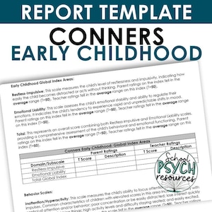 Conners Early Childhood Evaluation Assessment Report Template Special ...