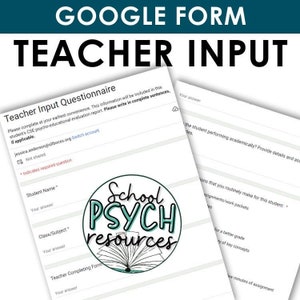 Special Education Teacher Input Form - Etsy