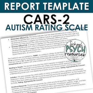 Children's Autism Rating Scale CARS2 Report Template School Psych ...