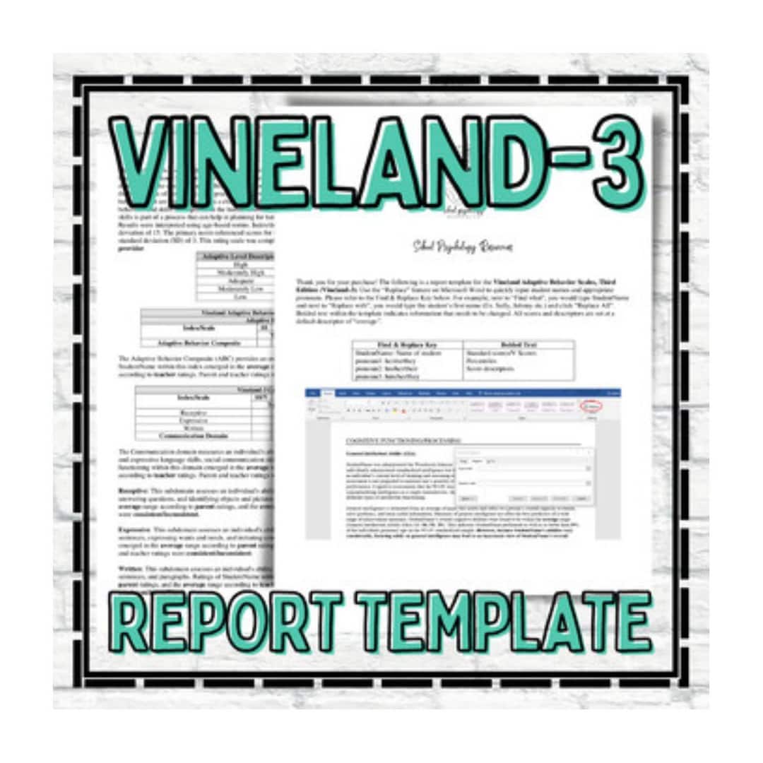 Vineland 3 Report Template School Psychology Special Education ...