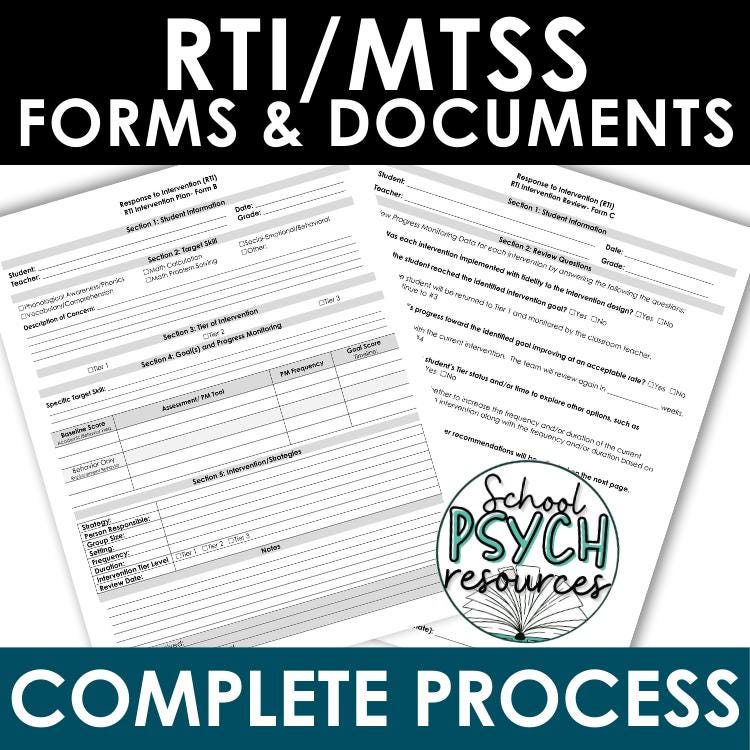 COMPLETE RTI MTSS Process Template & Forms Documentation Editable ...