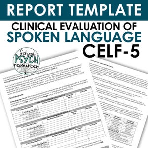 CELF5 Report Template Speech Language Special Education Assessment ...