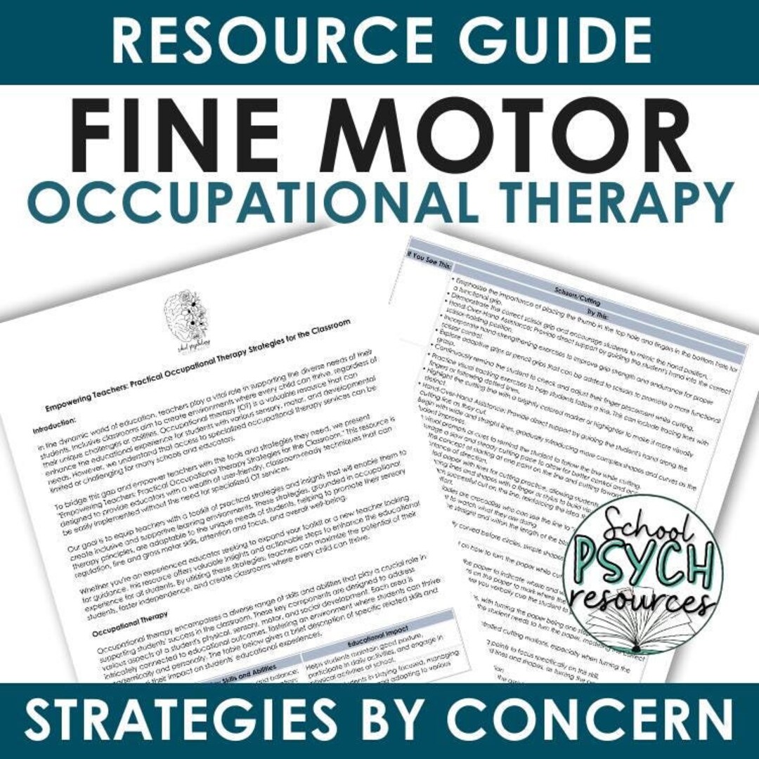 OT Occupational Therapy Fine Motor Strategies Handbook Guide Special Ed ...