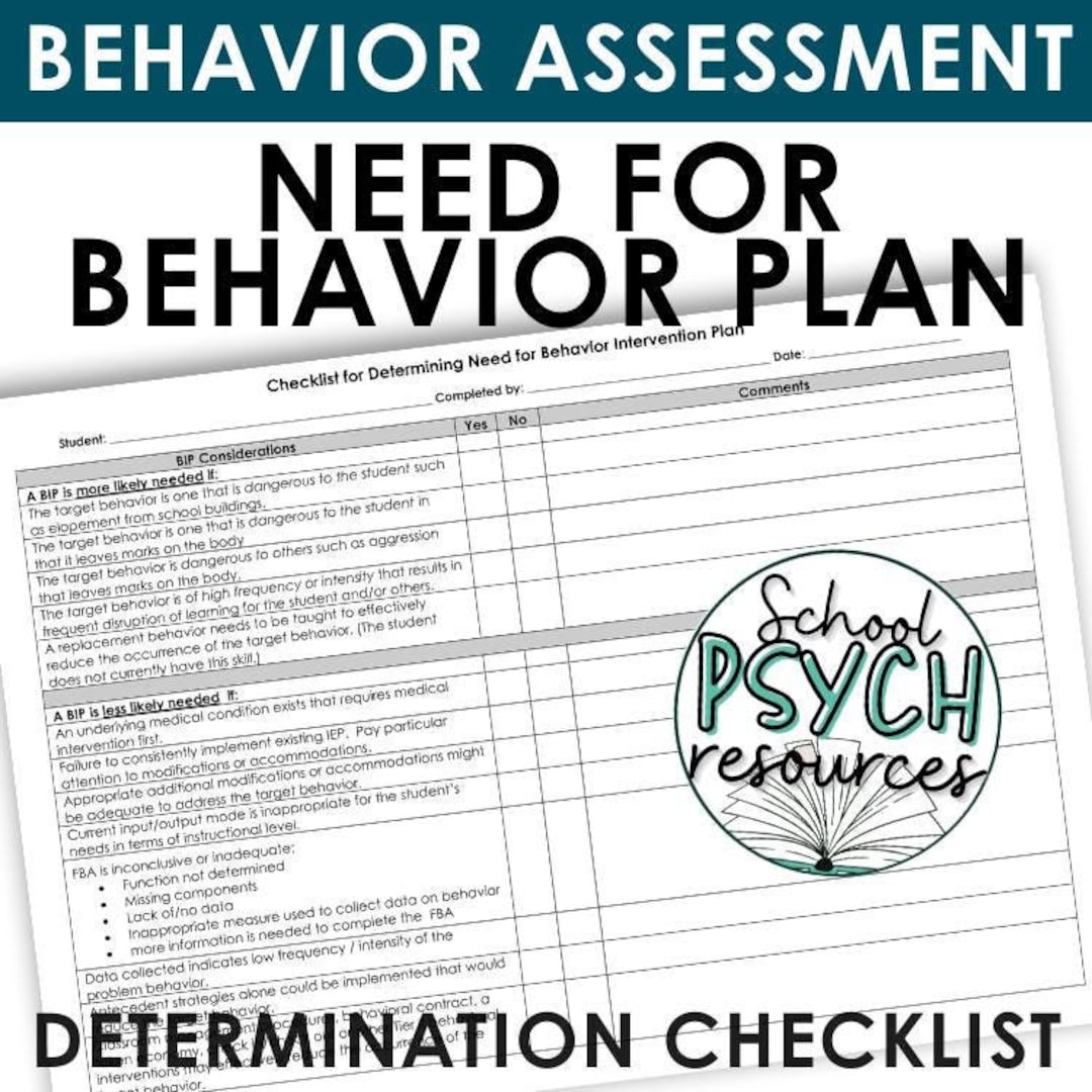 FBA BIP Determination Need for BIP School Psychologist Behavior Special ...