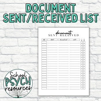 DIY Printable School Psychologist Planner Pages: Document Sent/received ...