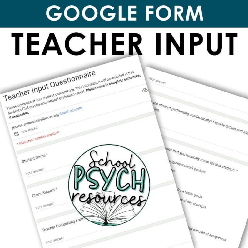 Teacher Input Feedback GOOGLE FORM School Psychology Special Education ...