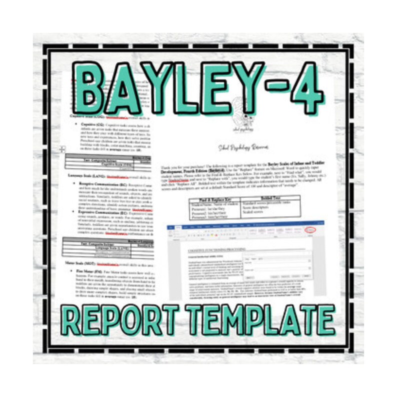 Bayley Report Template School Psychology Special Education Assessment ...