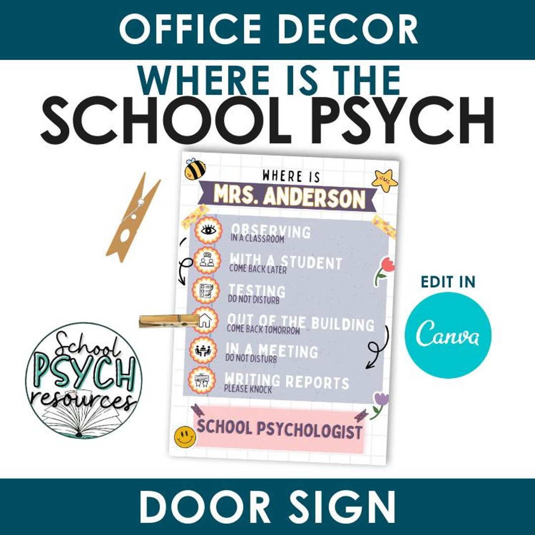 Where is the School Psychologist Door Sign Editable Template PASTEL ...