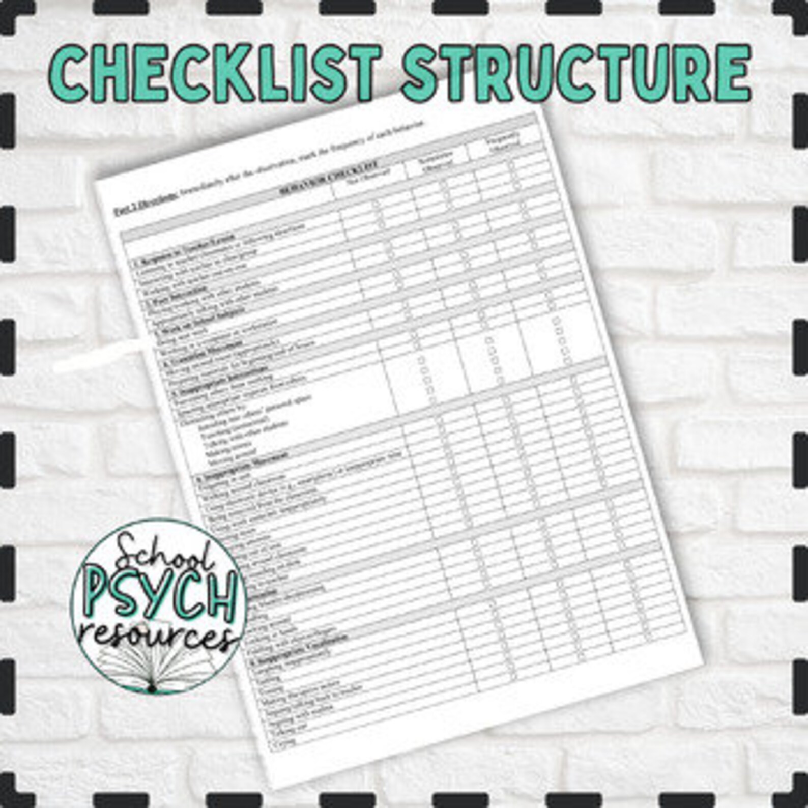 FBA Structured Class Observation Form School Psychologist Behavior ...