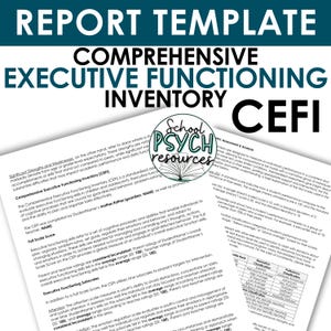 CEFI Report Template School Psychology Special Education Assessment ...