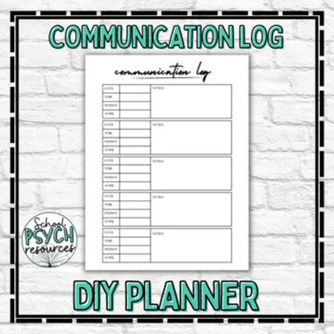 DIY Printable School Psychologist Planner Pages: Communication Log ...
