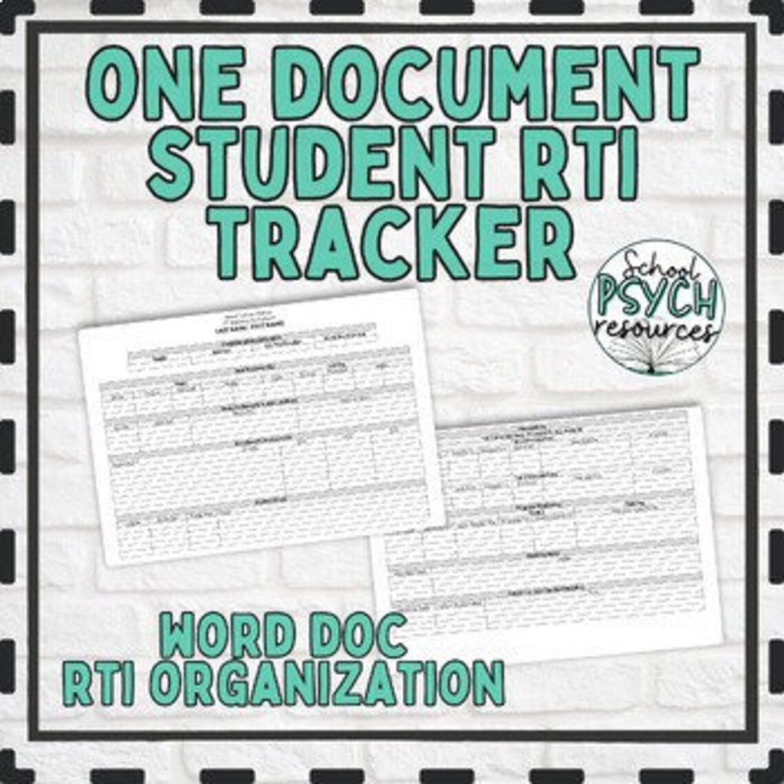 RTI Organization Student Intervention Tracker One Doc School Psych MTSS ...