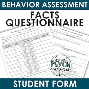 FBA Form Student FACTS Interview Questionnaire SPED School Psychologist ...