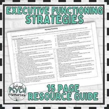 Executive Functioning Cheat Sheet Interventions School Psychology ...