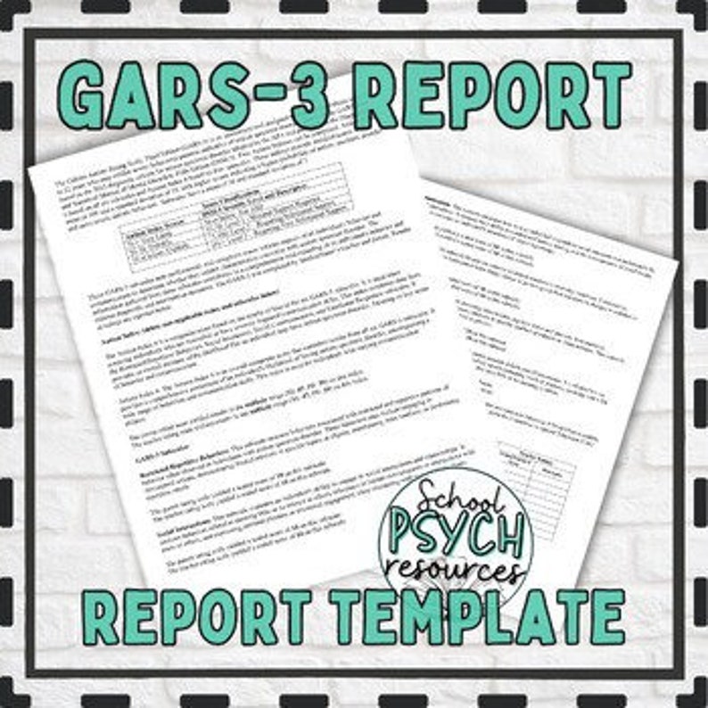 GARS-3 Report Template School Psychology Special Education Assessment ...