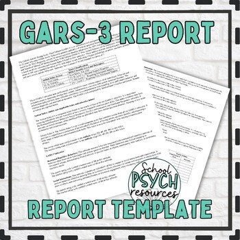 GARS-3 Report Template School Psychology Special Education Assessment ...