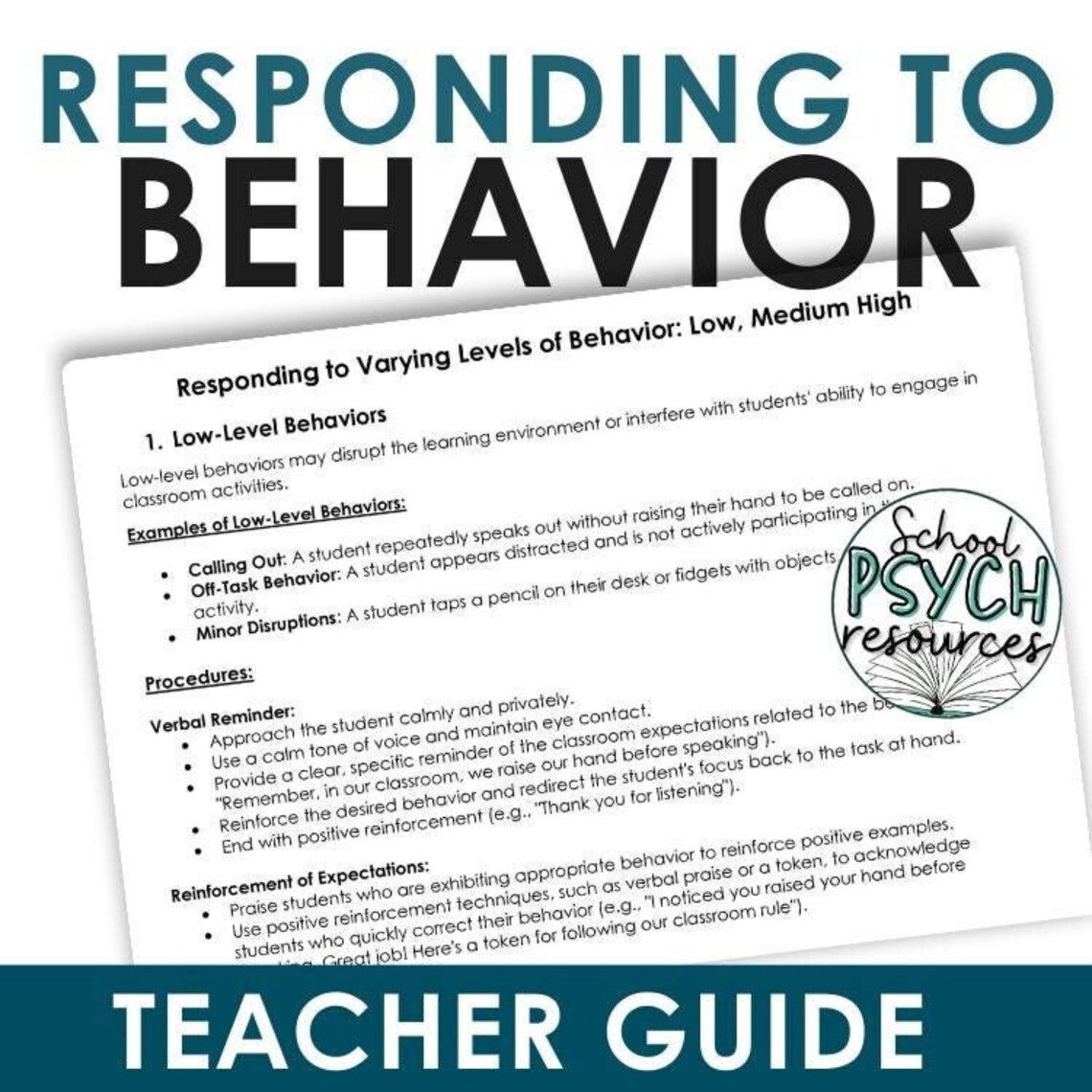 Responding to Behavior Procedure Guide Classroom Management Teacher SPED, Special Education ...