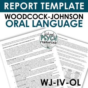 WJ Oral Language Report Template School Psychology Special Education ...