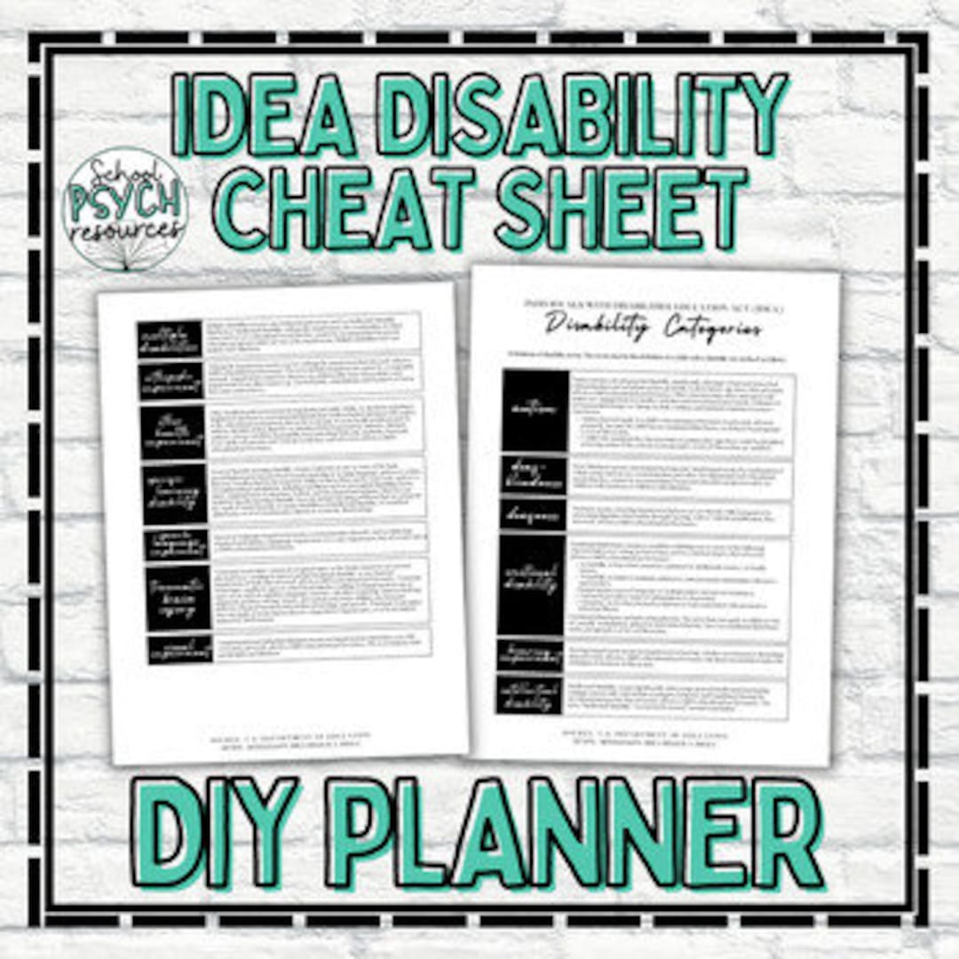 DIY Printable School Psychologist Planner Pages: IDEA Disability Cheat ...