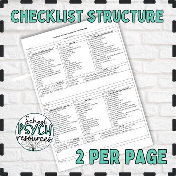FBA ABC Checklist Behavior Data Form School Psychologist Behavior ...