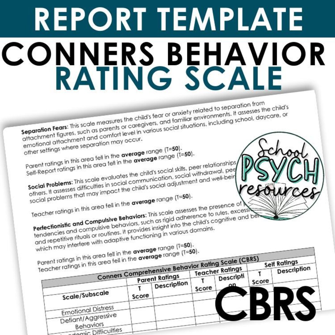 Conners CBRS Evaluation Assessment Report Template Special Education ...