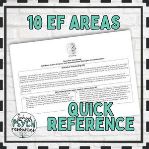 Executive Functioning Cheat Sheet Interventions School Psychology ...