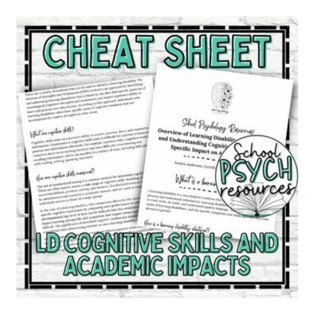 Digital Resource Cheat Sheet LD Cognitive Skills and Academic Impacts ...