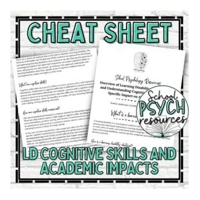 Digital Resource Cheat Sheet LD Cognitive Skills and Academic Impacts ...
