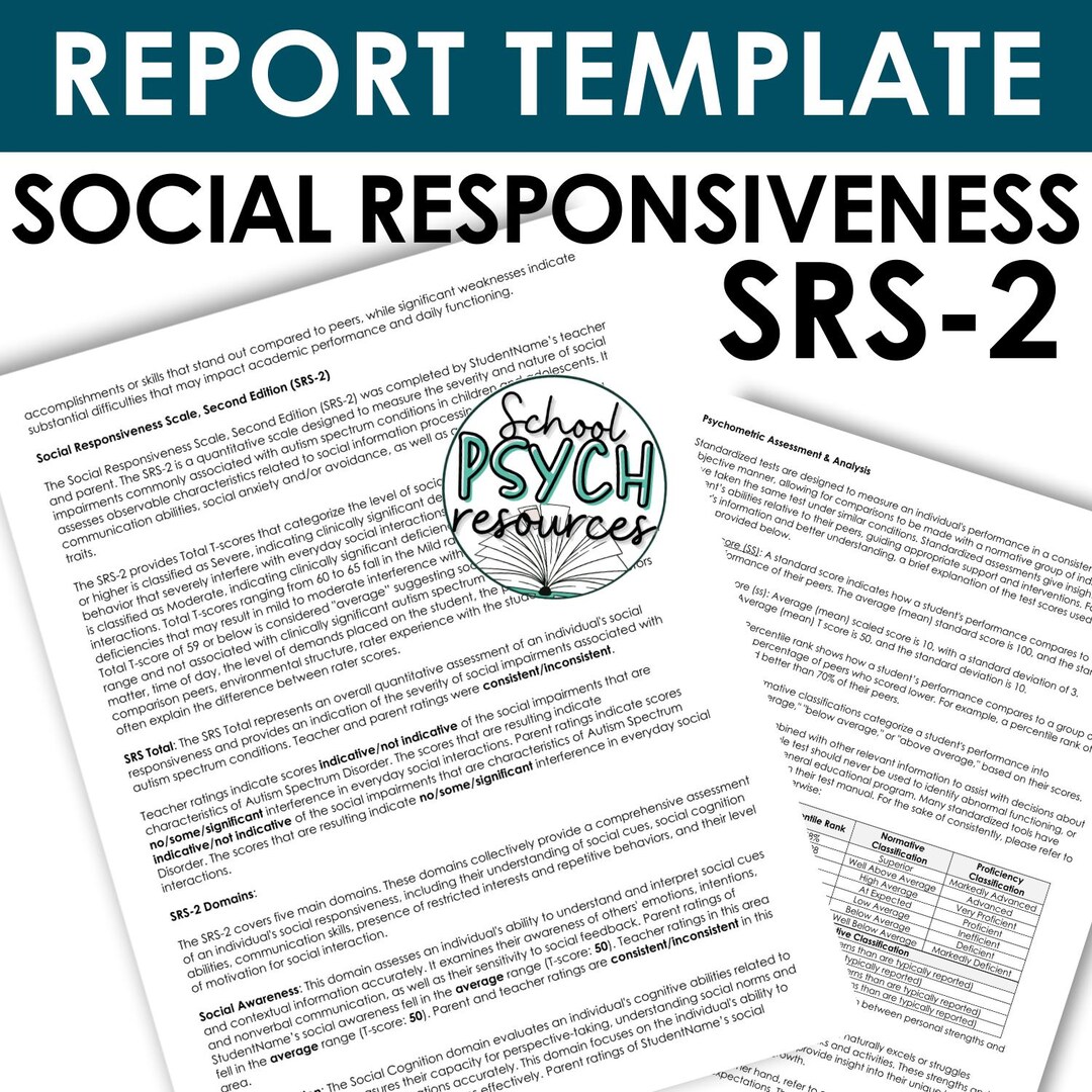 SRS Report Template School Psychology Special Education Assessment ...