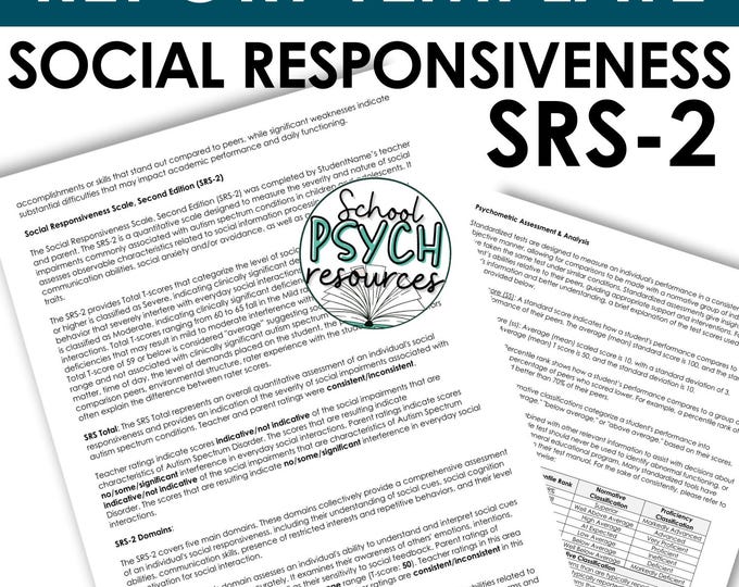 SRS Report Template School Psychology Special Education Assessment ...