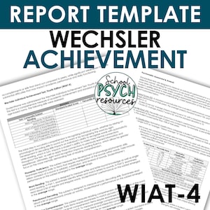WIAT-4 Report Template Shell School Psychology Special Education ...