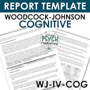Woodcock Johnson Test of Cognitive Abilities WJ-COG Report Template ...