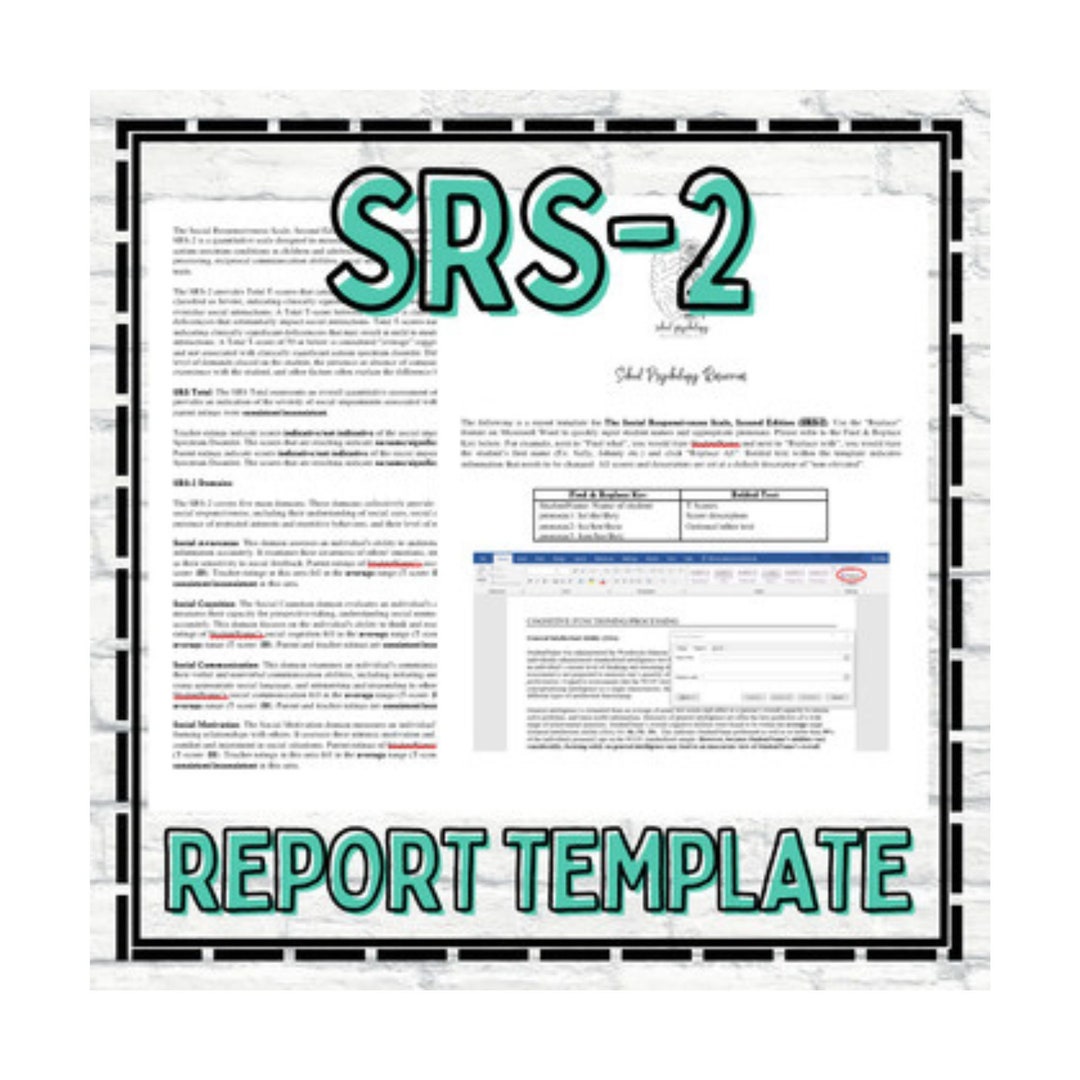 SRS Report Template School Psychology Special Education Assessment ...