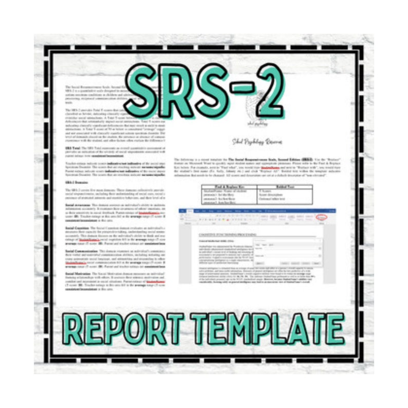 SRS Report Template School Psychology Special Education Assessment Evaluation, Special Education ...