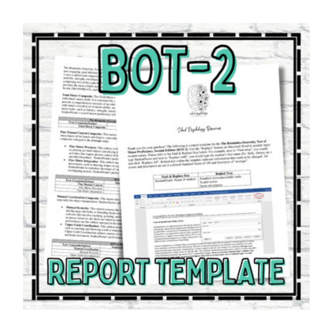 BOT 2 Report Template OT Occupational Special Education Assessment ...