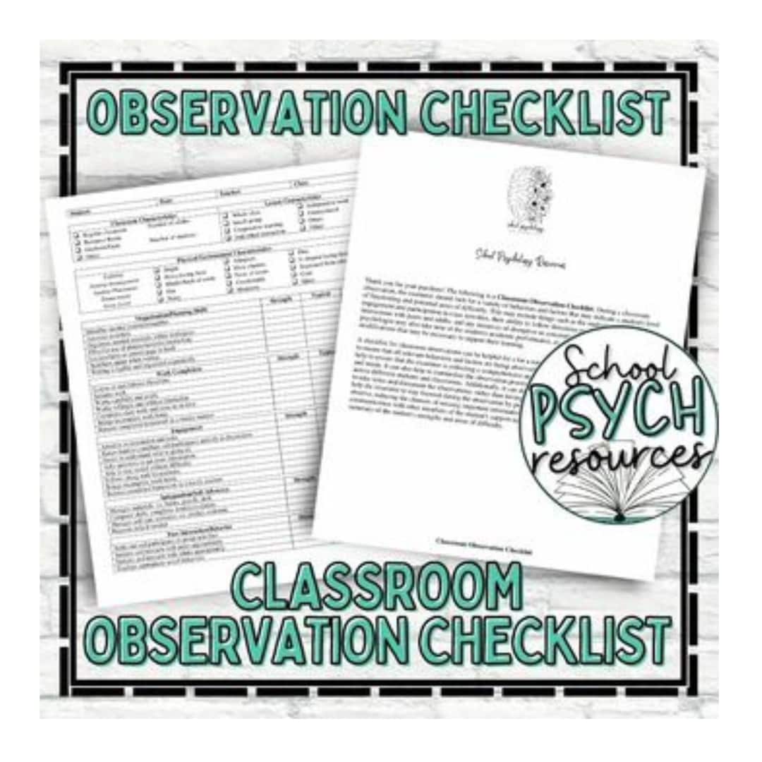 School Psychologist Special Education Classroom Observation Checklist ...