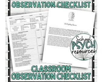 School Psychologist Special Education Classroom Observation Checklist ...