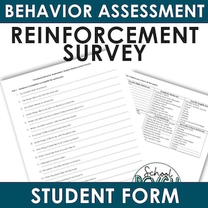 FBA Form Reinforcement Inventory School Psychologist Behavior Special ...