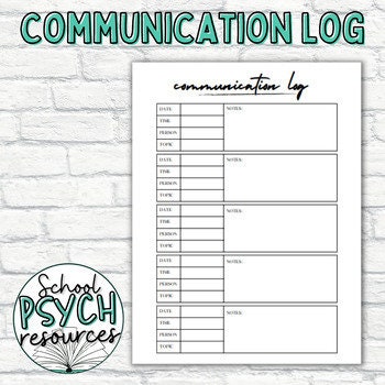 DIY Printable School Psychologist Planner Pages: Communication Log ...
