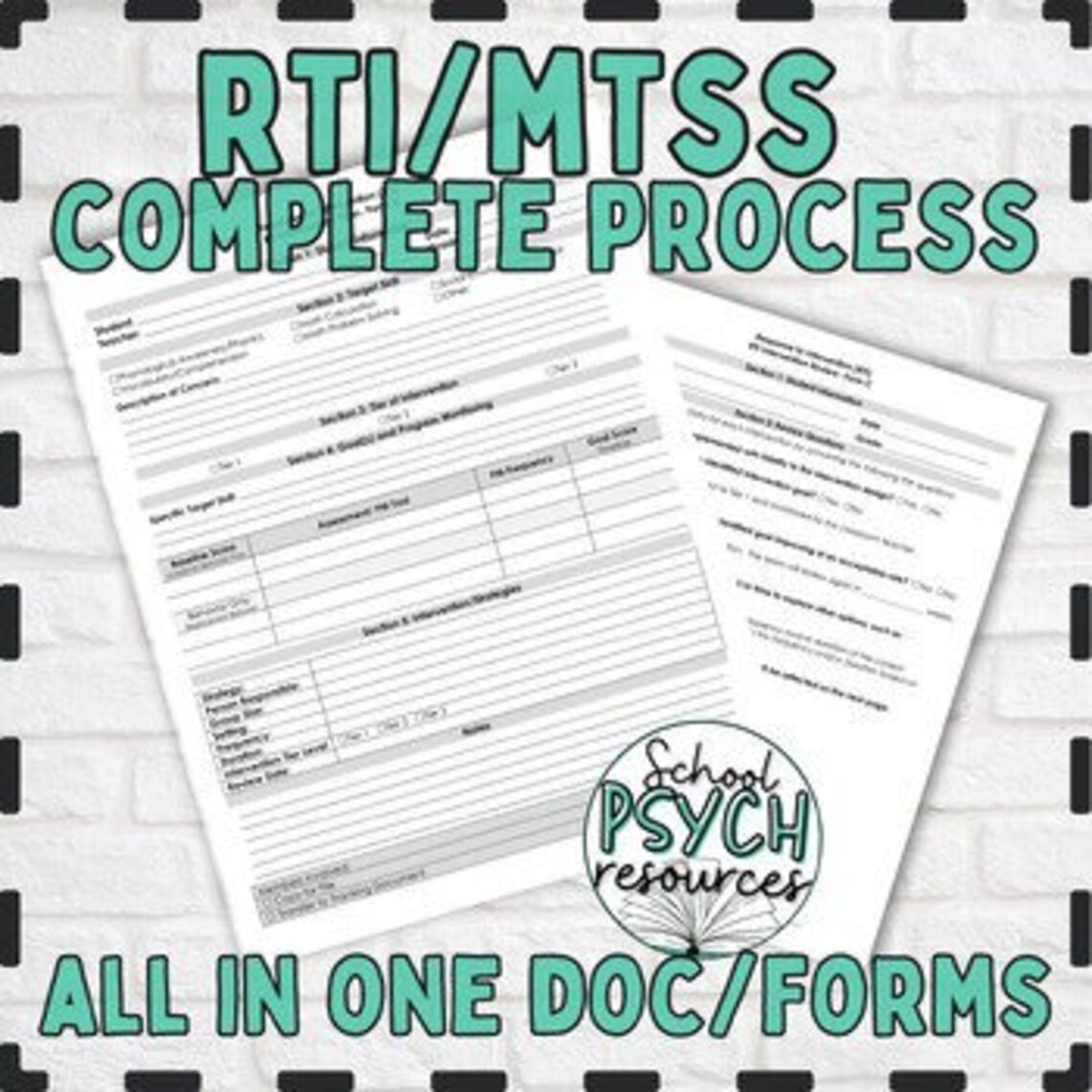 COMPLETE RTI MTSS Process Template & Forms Documentation Editable ...