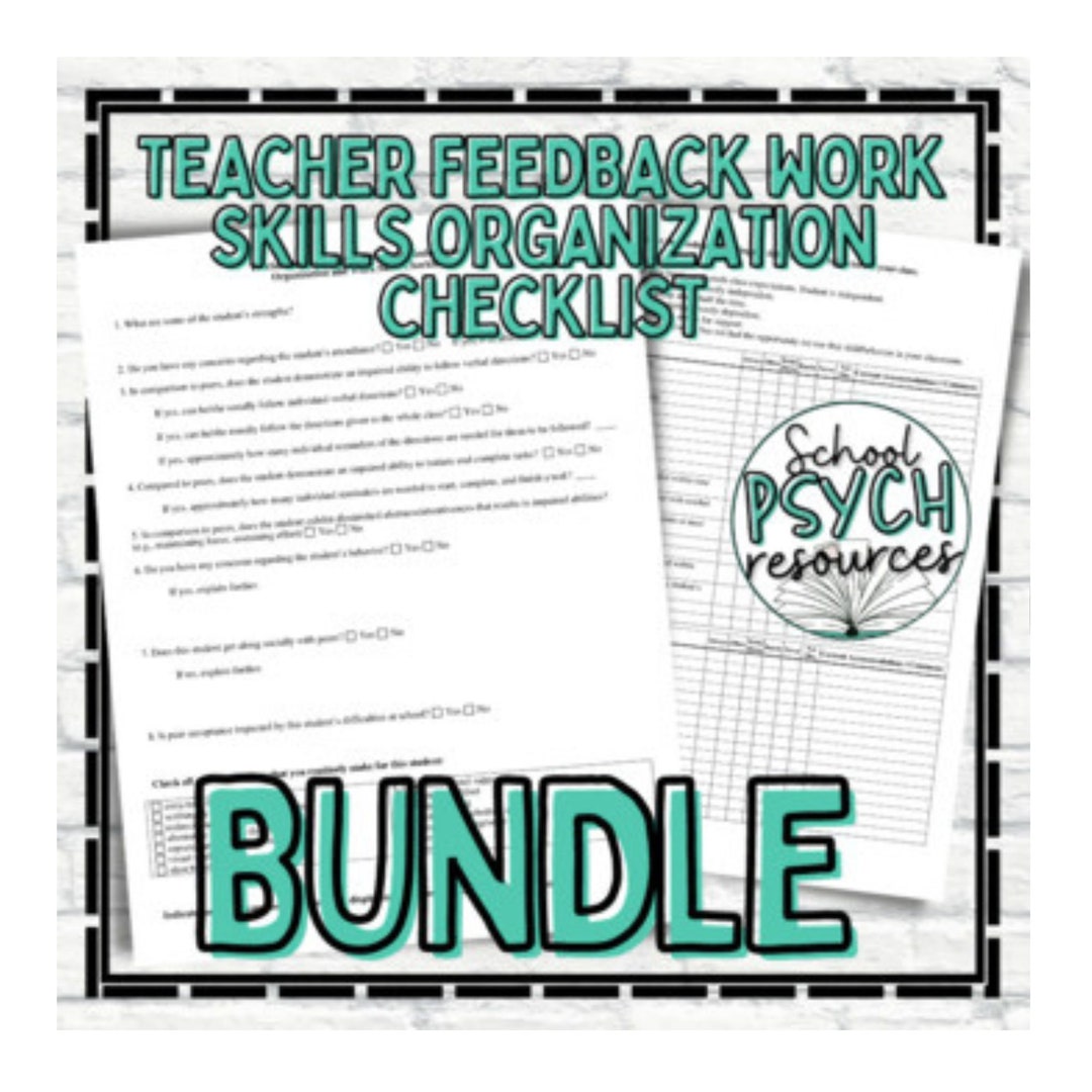 BUNDLE Teacher Feedback Checklist Special Ed School Psychology ...