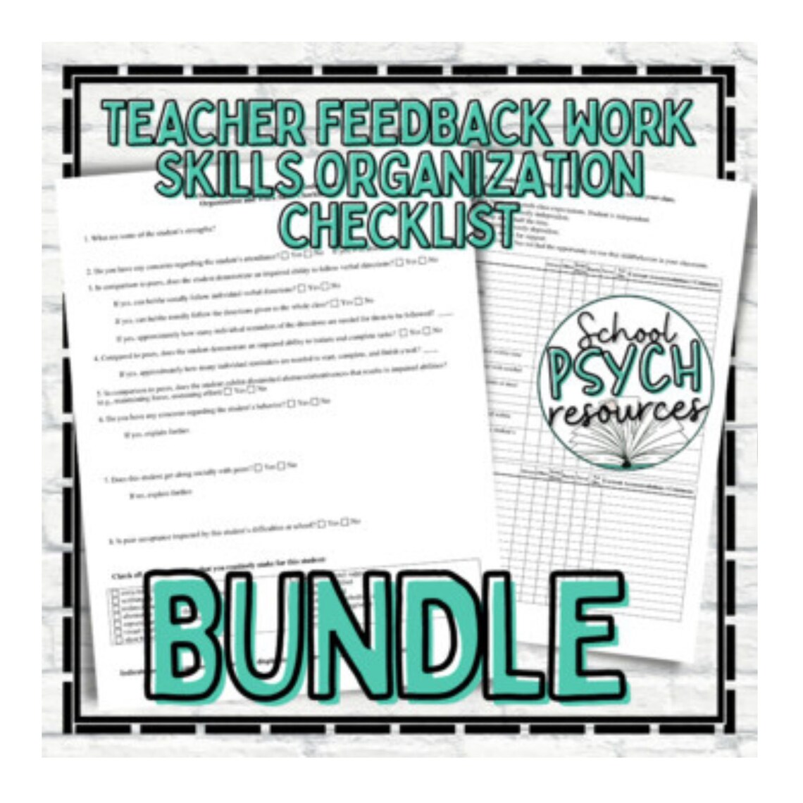 BUNDLE Teacher Feedback Checklist Special Ed School Psychology ...