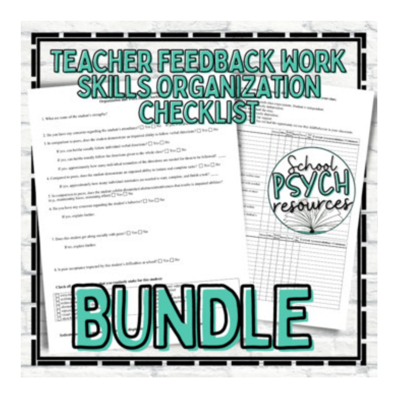BUNDLE Teacher Feedback Checklist Special Ed School Psychology ...