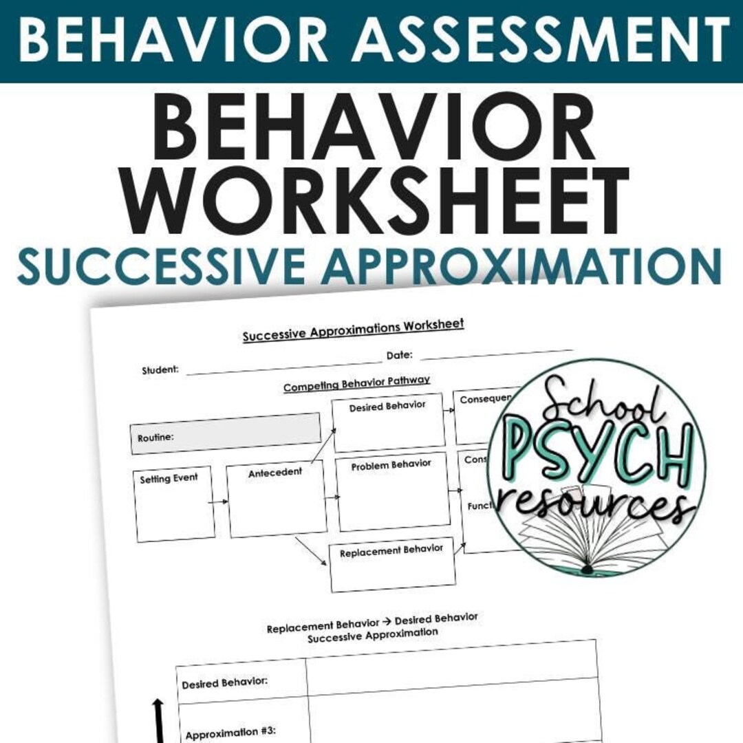 FBA BIP Behavior Successive Approximation Worksheet Form School ...